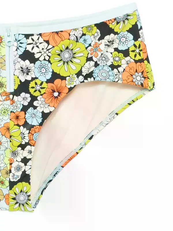 ALEMAIS Floral Print Zip-up Bikini Bottom