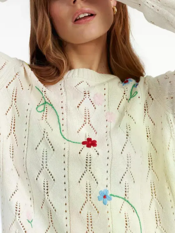 Chinti & Parker Floral-embroidered Sweater