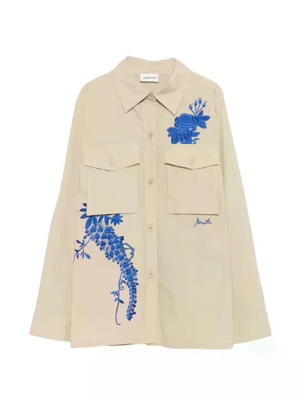 P.a.r.o.s.h Embroidered Chest Pocket Shirt - Neutrals