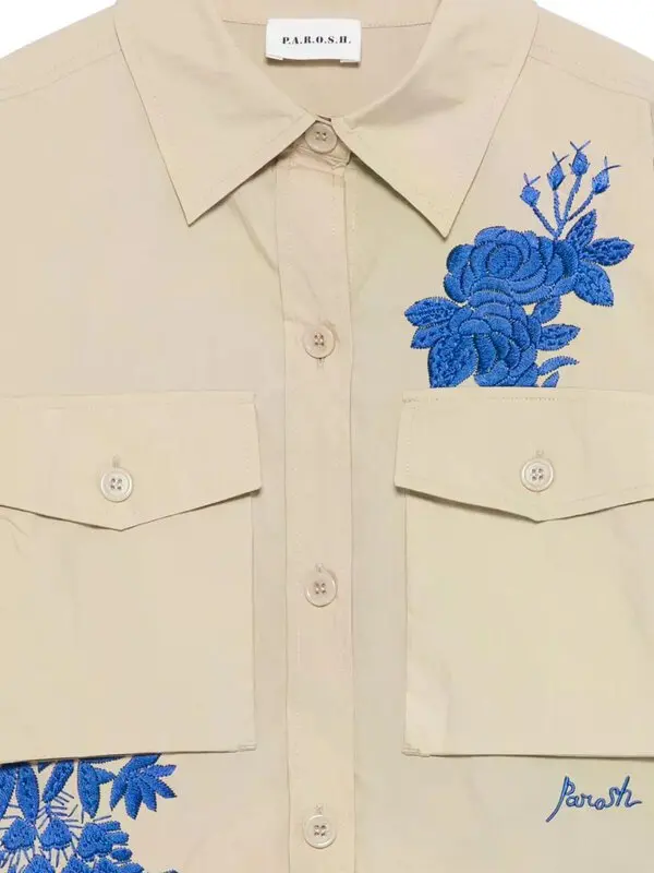 P.a.r.o.s.h Embroidered Chest Pocket Shirt - Neutrals