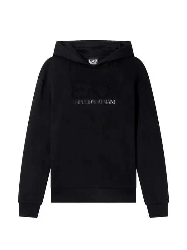 EA7 Logo-detail Hoodie - Black