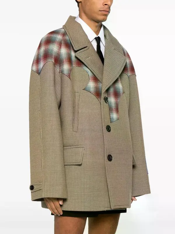 MAISON MARGIELA Oversize Peacoat With Decortiqué Plaid Check Detail