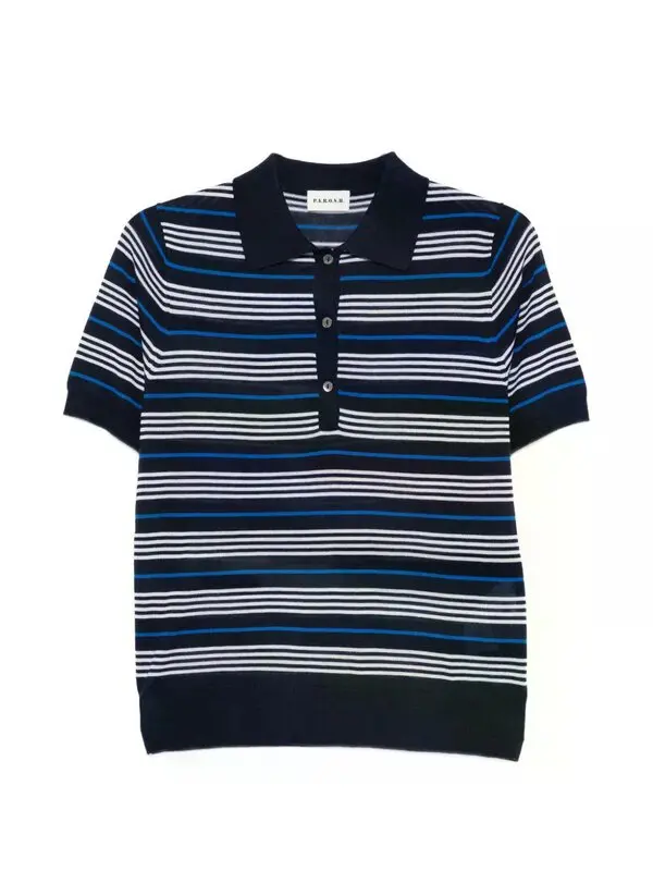 P.a.r.o.s.h Striped Buttoned Polo Shirts - Blue