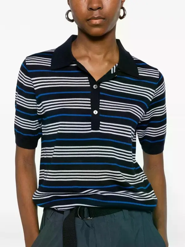 P.a.r.o.s.h Striped Buttoned Polo Shirts - Blue