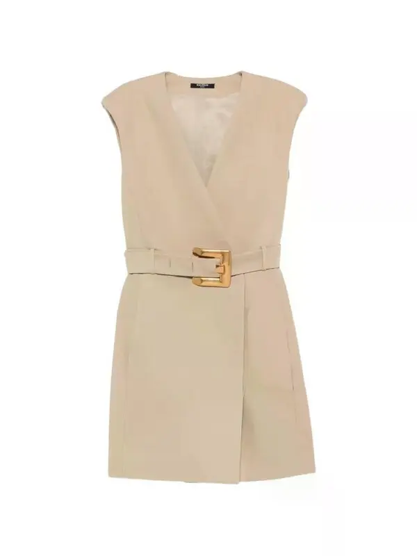 Balmain Mini Belted Blazer Dress - Neutrals