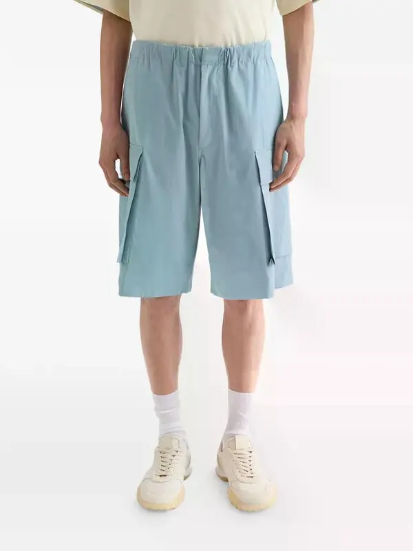 JIL SANDER Poplin Texture Cotton Cargo Shorts