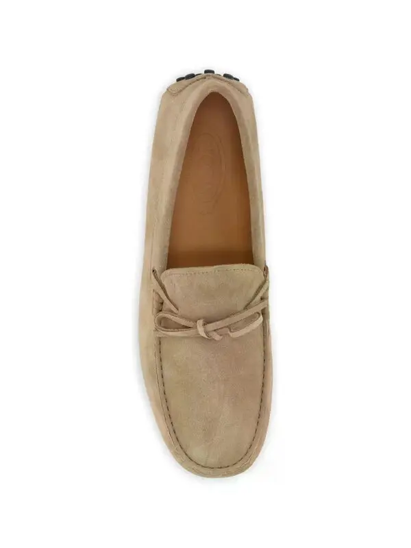TOD'S Tie Detail Suede Loafers - Neutrals
