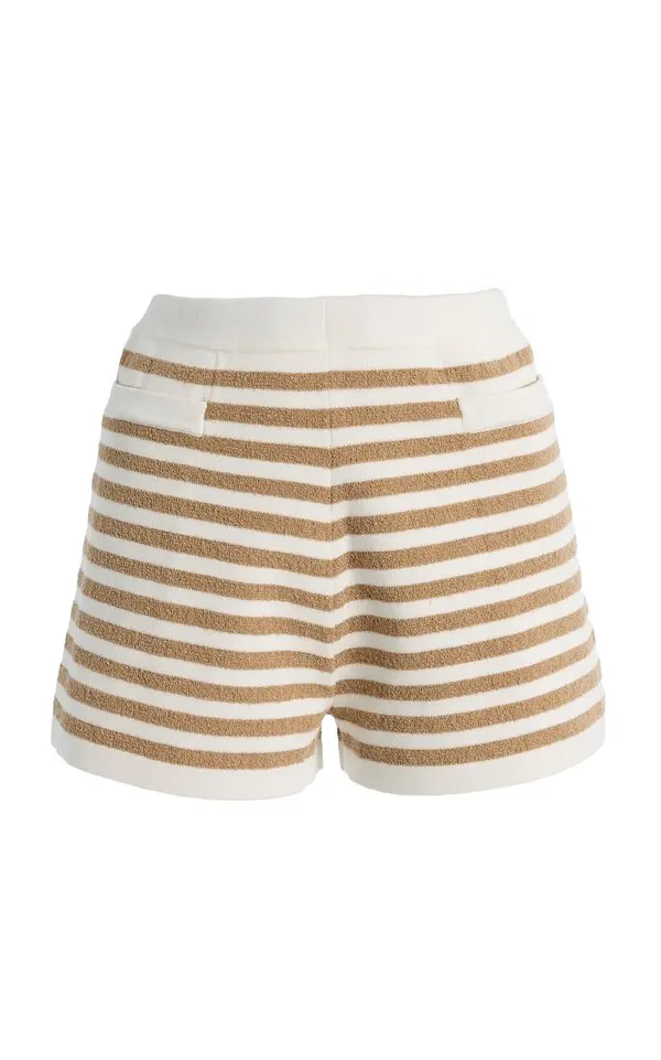 Posse Ari Striped Knit High-rise Shorts - Brown