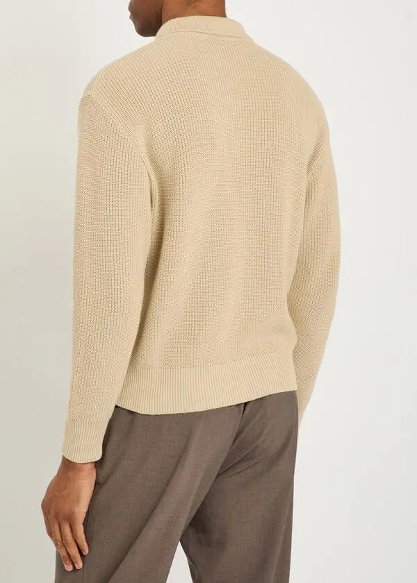 LARDINI Ribbed Knit Cotton Polo Shirt