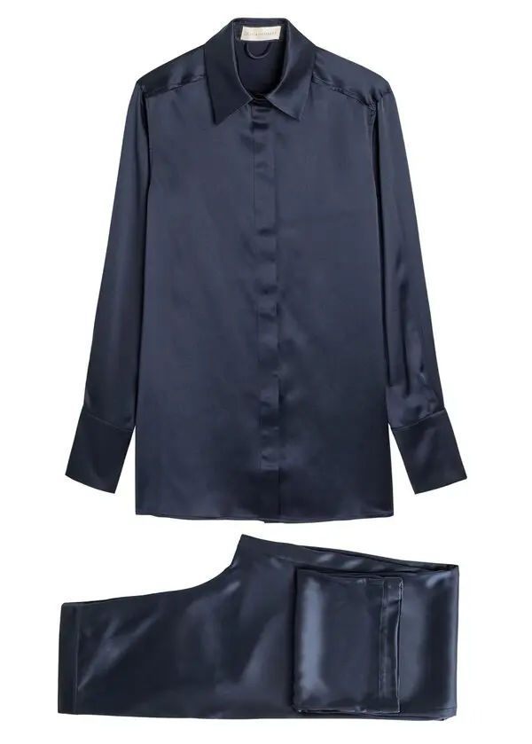 Olivia Von Halle Bacall Silk Pyjama Set - Navy