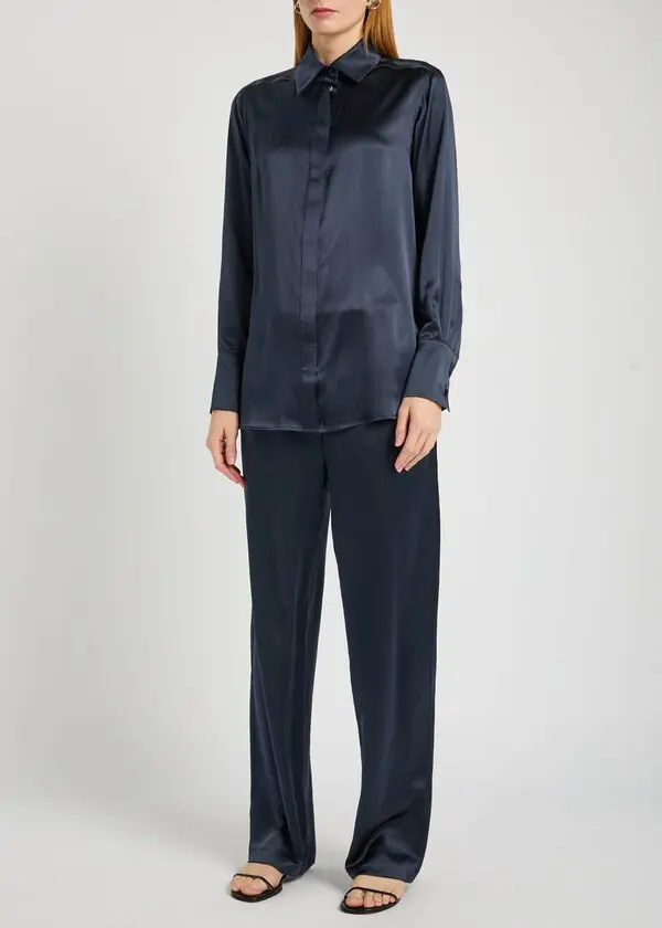 Olivia Von Halle Bacall Silk Pyjama Set - Navy