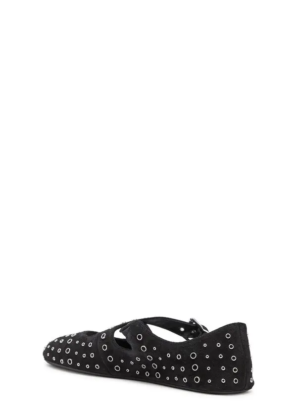 Alaïa Suede Ballet Flats With Buckled Straps - Black