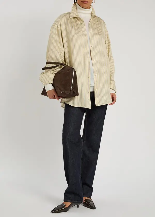 TOTEME Striped Silk Shirt - Beige