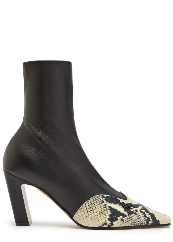 Khaite Nevada 85 Python-effect Leather Ankle Boots - Black