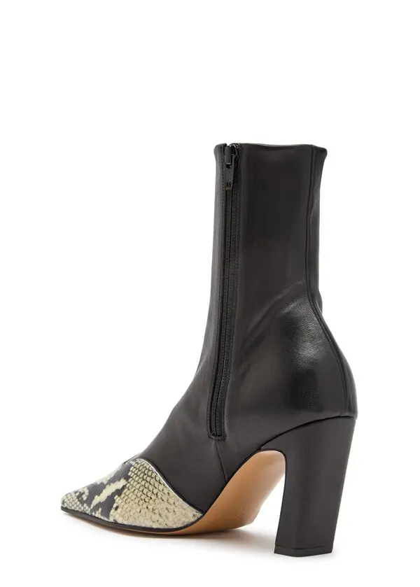 Khaite Nevada 85 Python-effect Leather Ankle Boots - Black