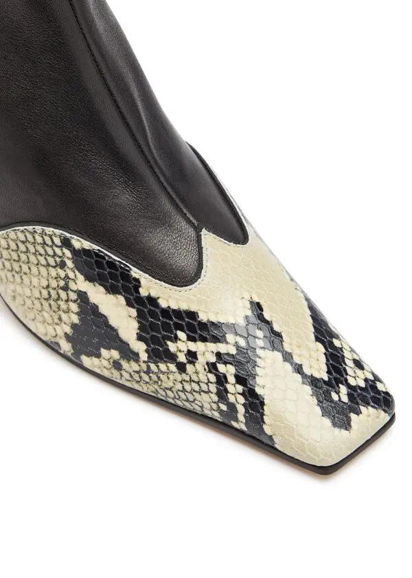 Khaite Nevada 85 Python-effect Leather Ankle Boots - Black