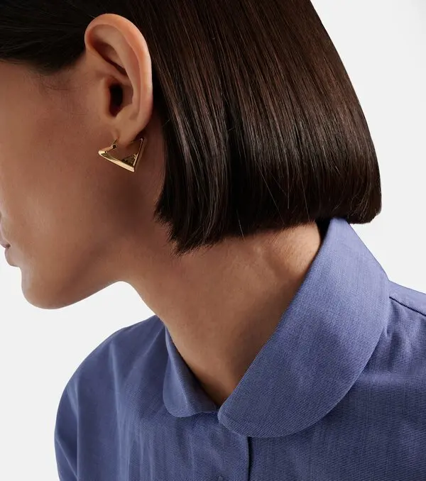 Prada Logo Triangle Hoop Earrings