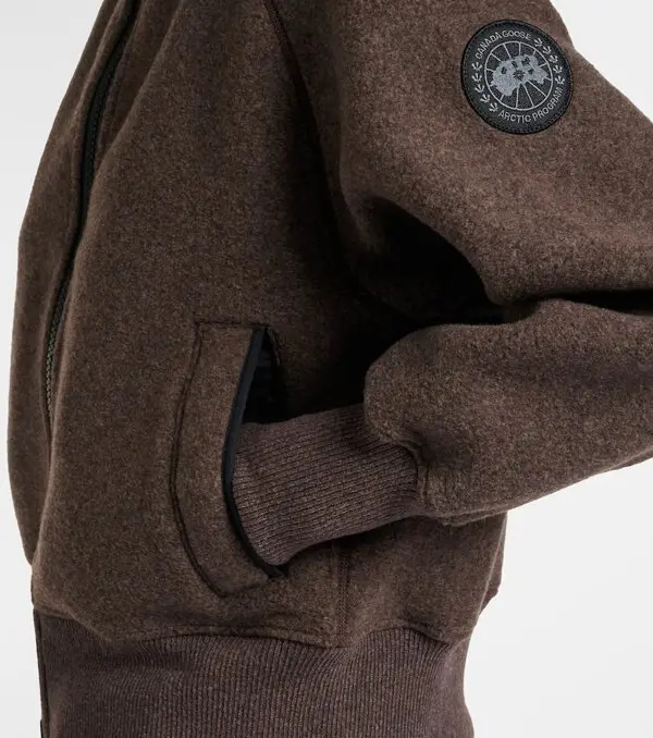 Canada Goose Label Wool-blend Zip-up Jacket With Drawstring Hood