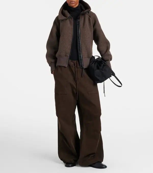 Canada Goose Label Wool-blend Zip-up Jacket With Drawstring Hood