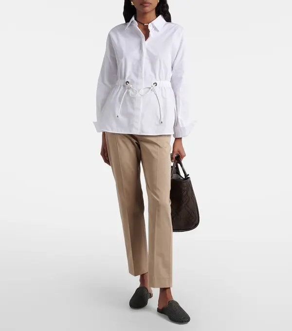 Max Mara Cropped Cotton-blend Slim Pants