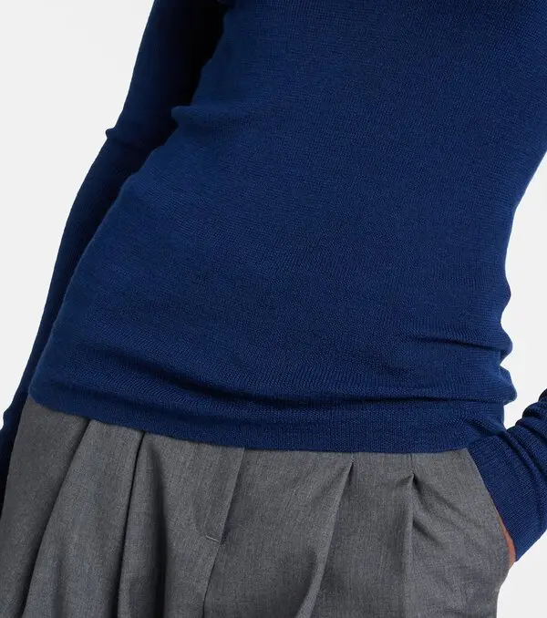 THE FRANKIE SHOP Utica Wool And Cotton Turtleneck Sweater - Blue