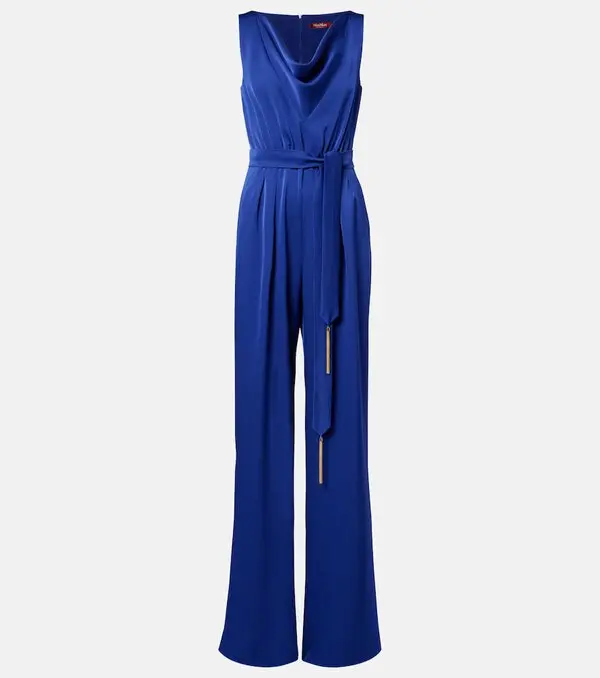 Max Mara Donata Jumpsuit In Blu Cobalto - Blue