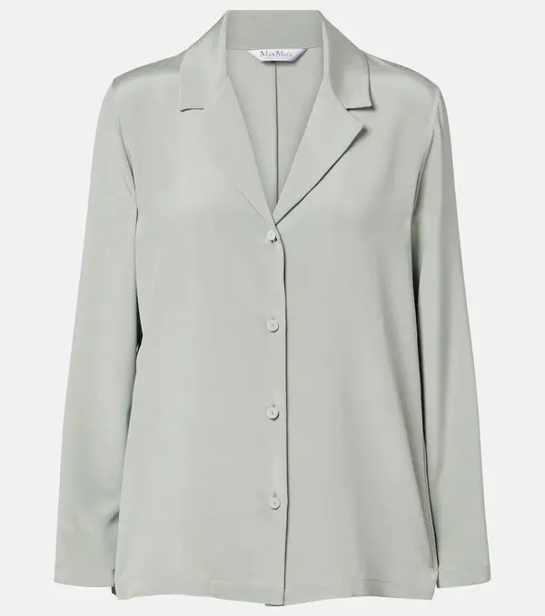 Max Mara Aedo Silk-blend Satin Shirt - Green