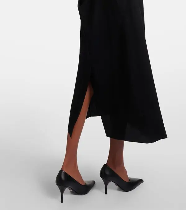 Prada Crepe Midi Skirt With Strap Detail
