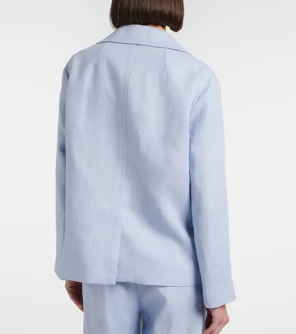 Max Mara Avenue Double-breasted Linen Blazer - Blue