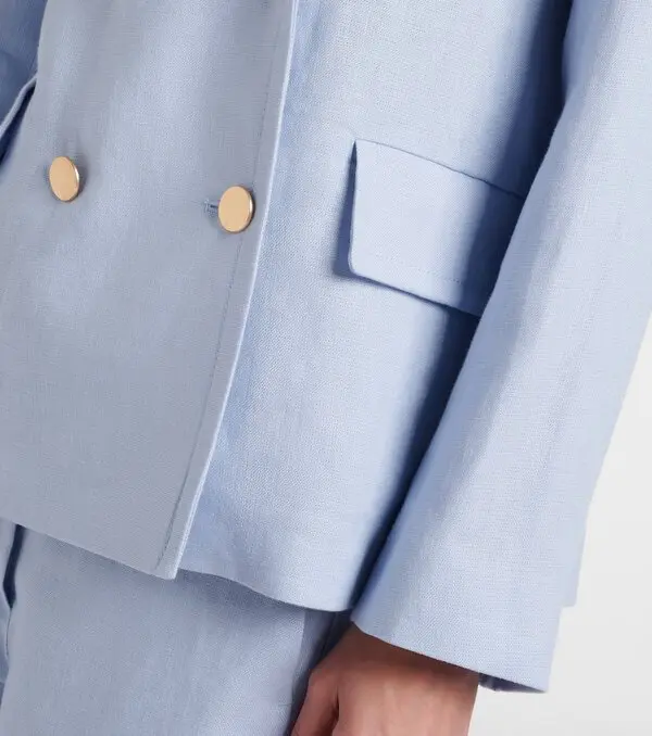 Max Mara Avenue Double-breasted Linen Blazer - Blue