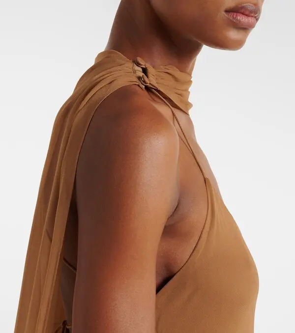 THE SEI Caped Silk Satin Gown
