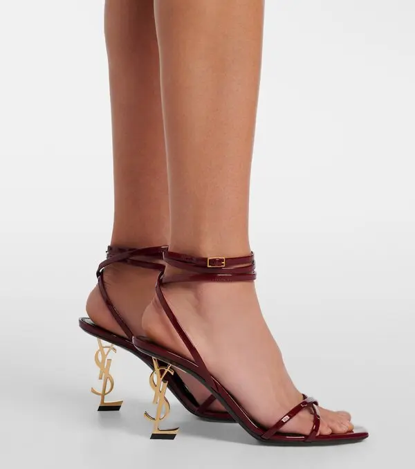 Saint Laurent Opyum 85 Patent Leather Ankle Strap Sandals