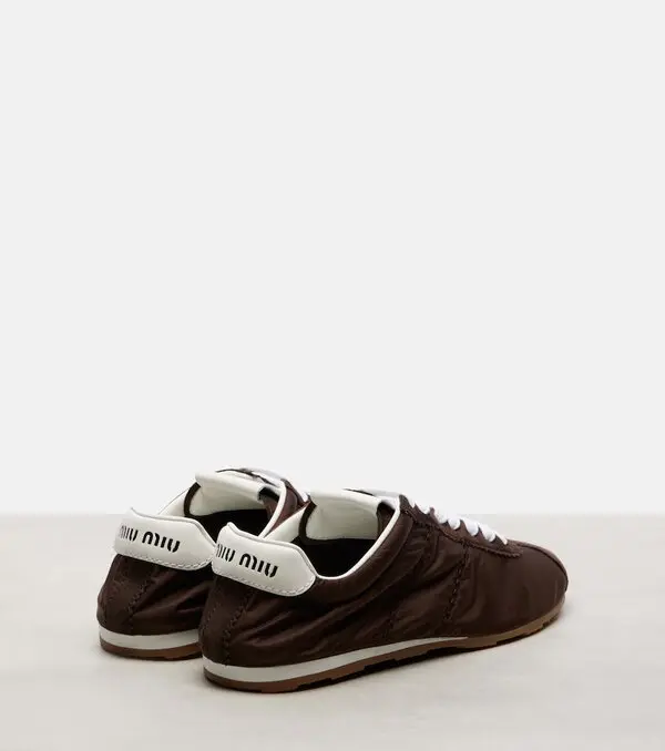 Miu Miu Plume Suede-trimmed Sneakers - Brown