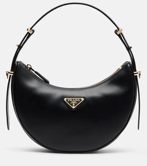 Prada Arqué Mini Leather Shoulder Bag - Black