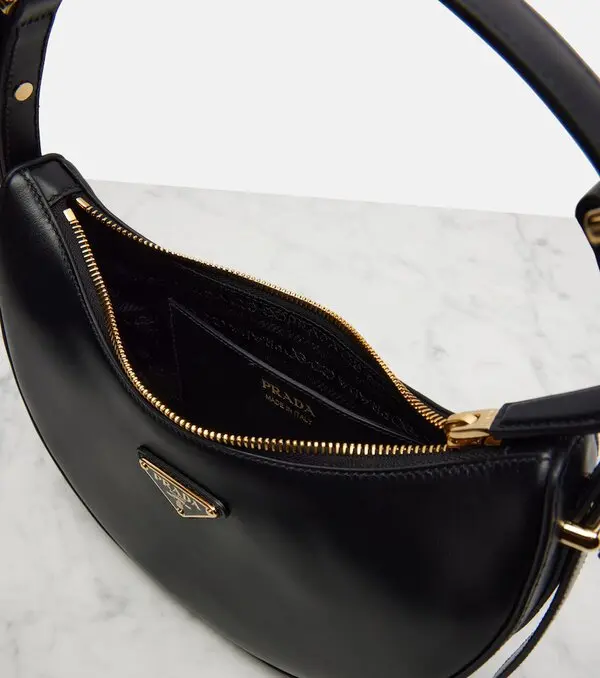 Prada Arqué Mini Leather Shoulder Bag - Black