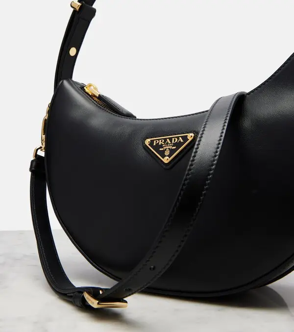 Prada Arqué Mini Leather Shoulder Bag - Black