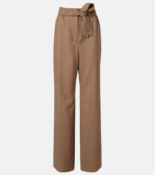 Max Mara Salpa Virgin Wool Wide-leg Trousers - Beige