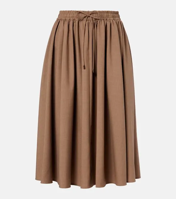 Max Mara Livrea Virgin Wool Midi Skirt - Brown