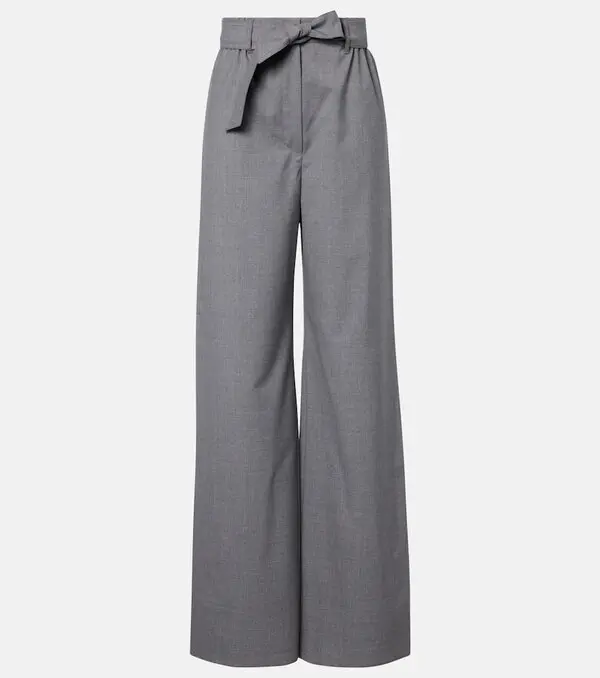 Max Mara Salpa Virgin Wool Wide-leg Trousers - Grey