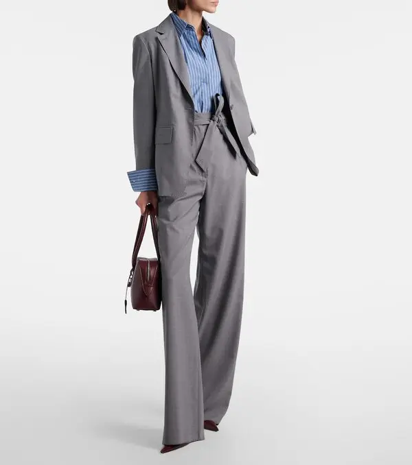 Max Mara Salpa Virgin Wool Wide-leg Trousers - Grey