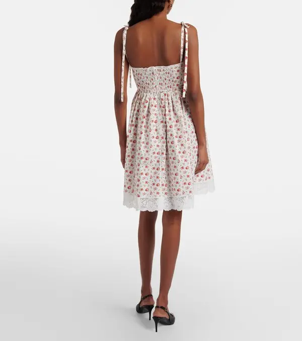 Dolce & Gabbana Floral Lace-trimmed Cotton-blend Poplin Mini Dress