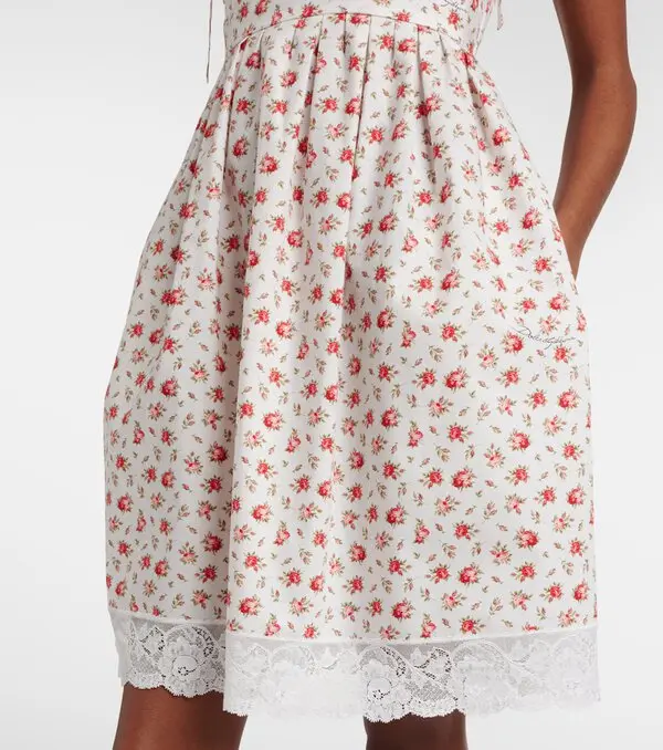Dolce & Gabbana Floral Lace-trimmed Cotton-blend Poplin Mini Dress