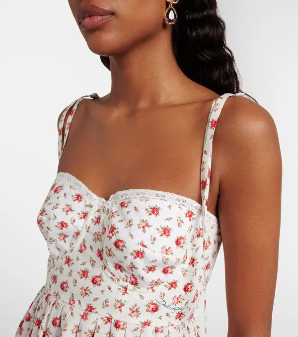 Dolce & Gabbana Floral Lace-trimmed Cotton-blend Poplin Mini Dress