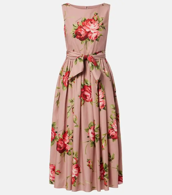 Dolce & Gabbana Floral Belted Midi Dress - Pink