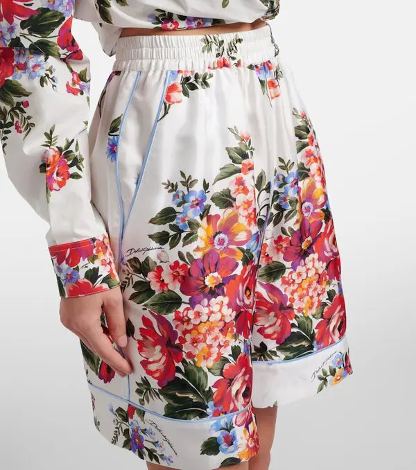 Dolce & Gabbana Floral Silk Twill Bermuda Shorts