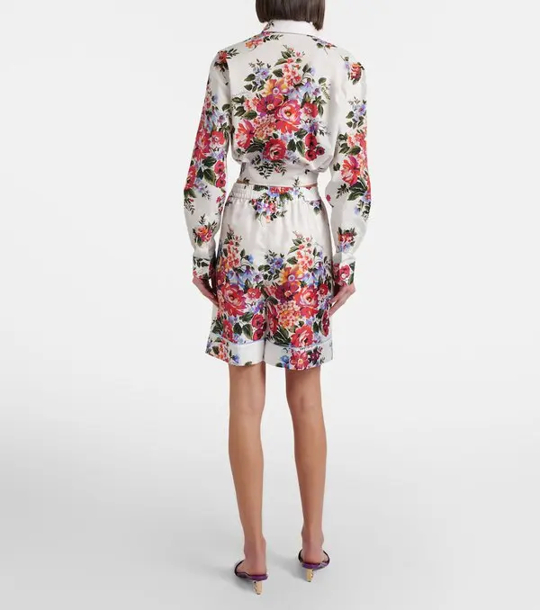 Dolce & Gabbana Floral Silk Twill Bermuda Shorts