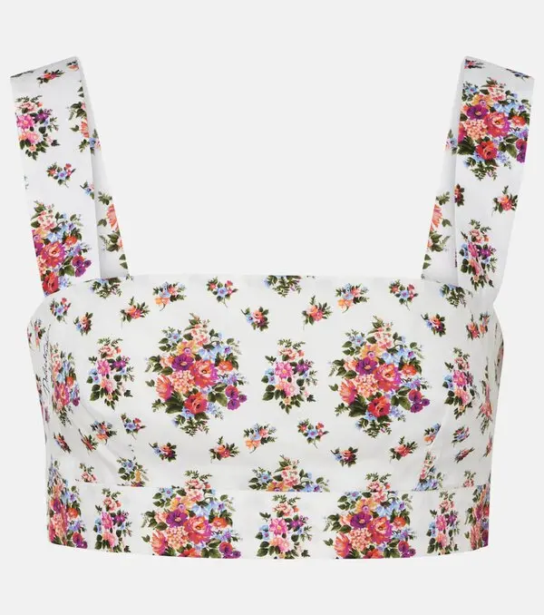 Dolce & Gabbana Floral Cotton Crop Top - White