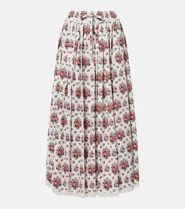 Dolce & Gabbana Floral Lace-trimmed Cotton Maxi Skirt - White