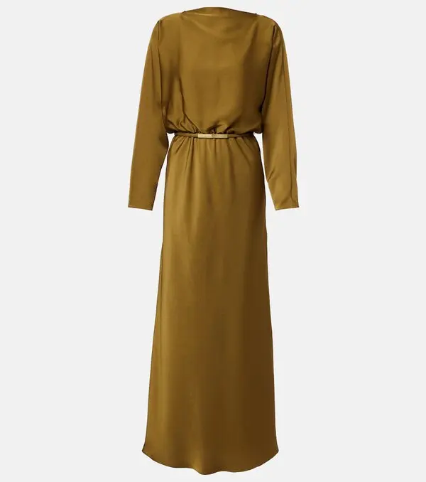 Max Mara Pentola Satin Maxi Dress - Green