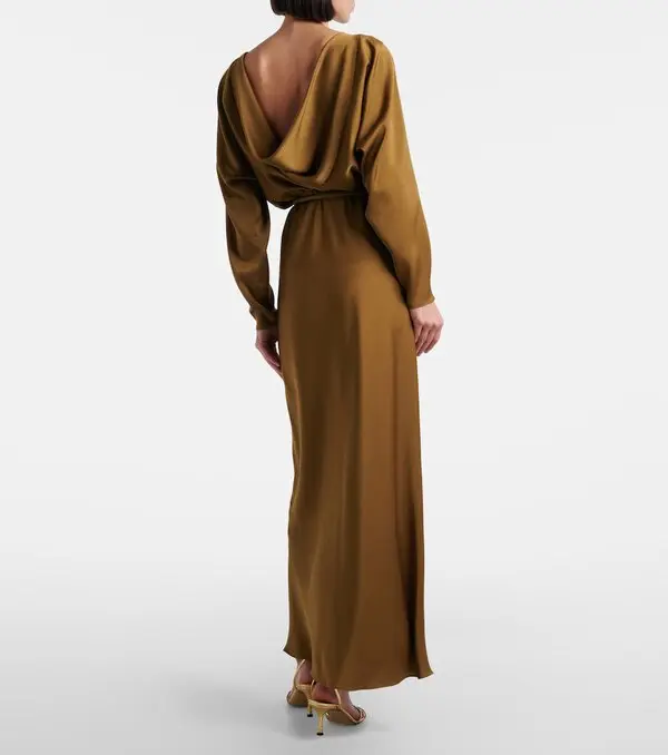 Max Mara Pentola Satin Maxi Dress - Green